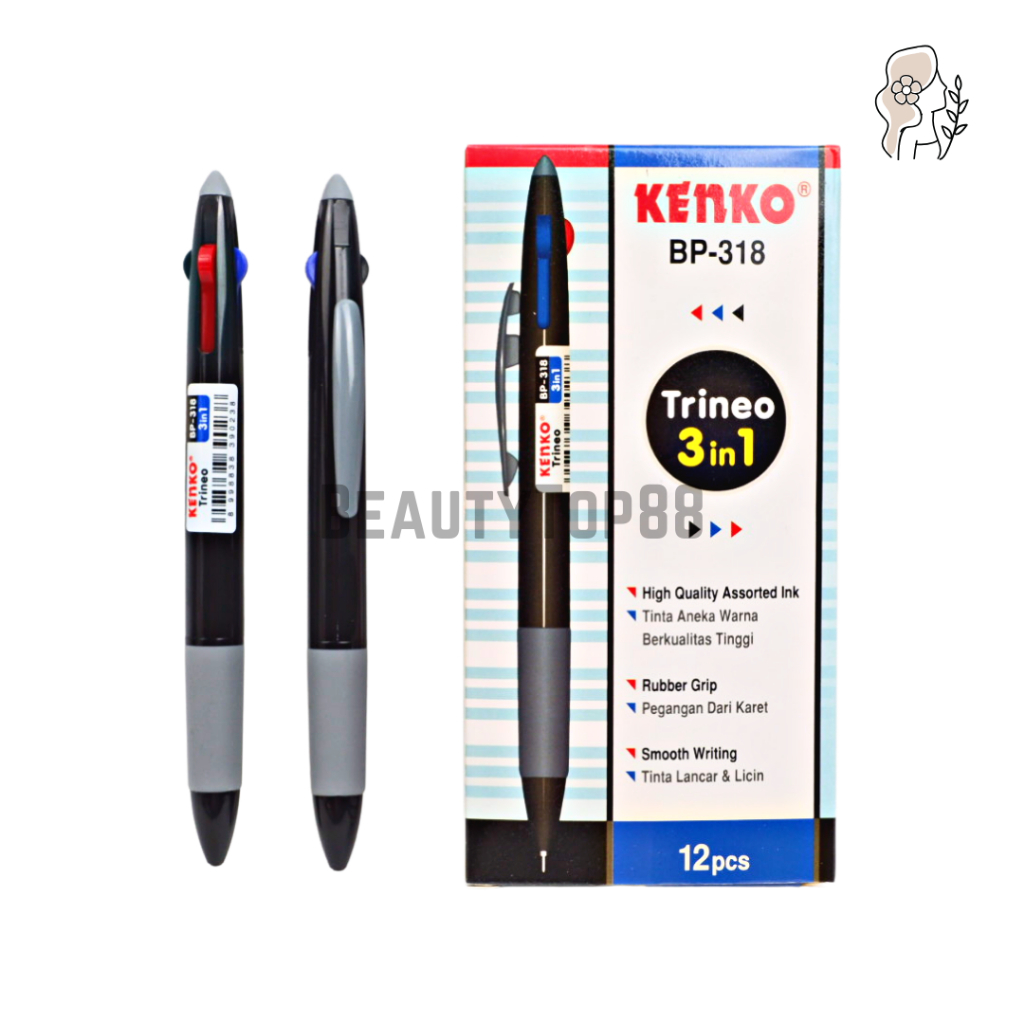 Jual Pulpen Kenko 3 in 1 BP-318 Trineo - Ballpoint Bolpen Pena Cetek 3 ...