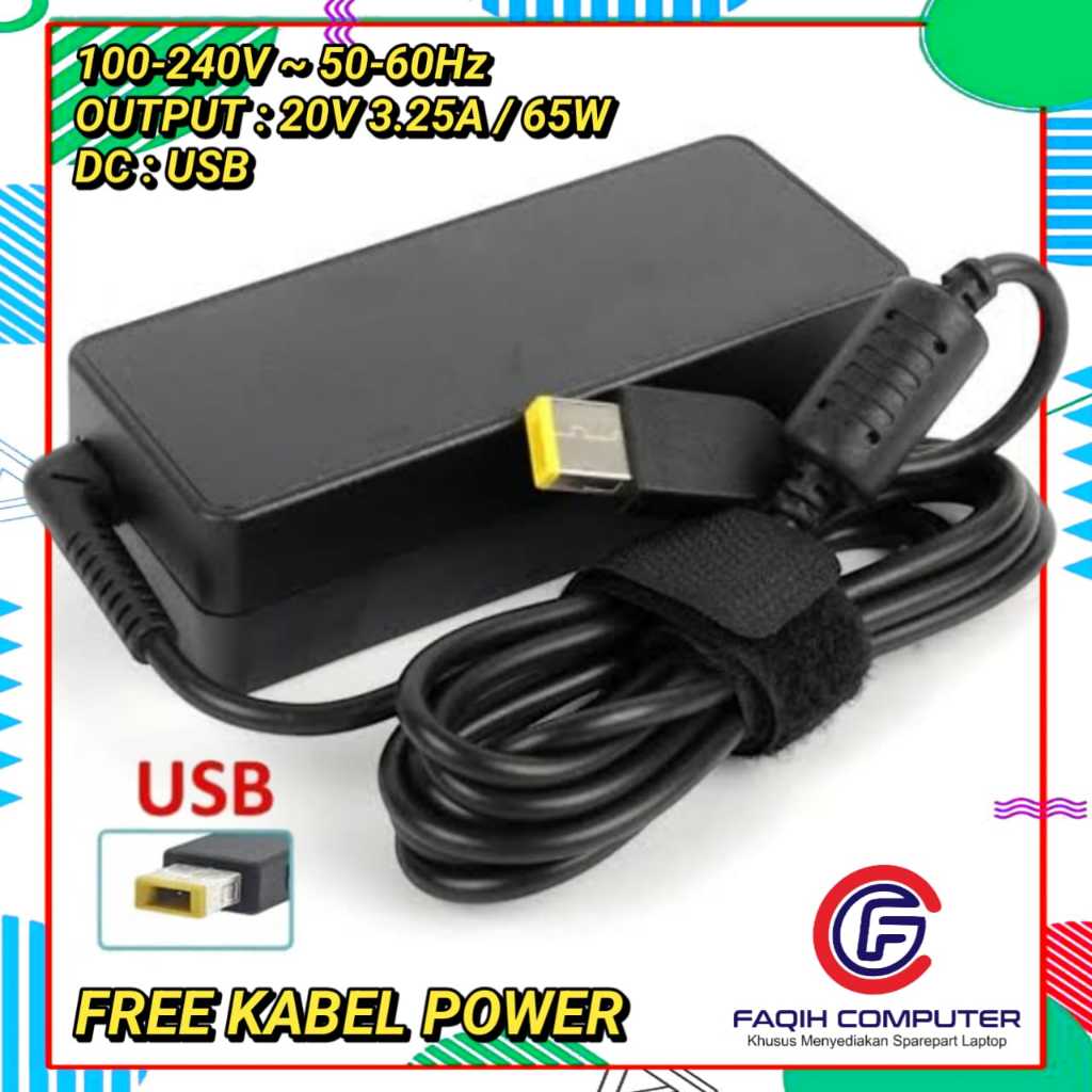 Jual 65W 20V 3.25A USB AC Laptop Charger Power Adaptor For Thinkpad X301S X230S G40 G500 G405 X1 ...