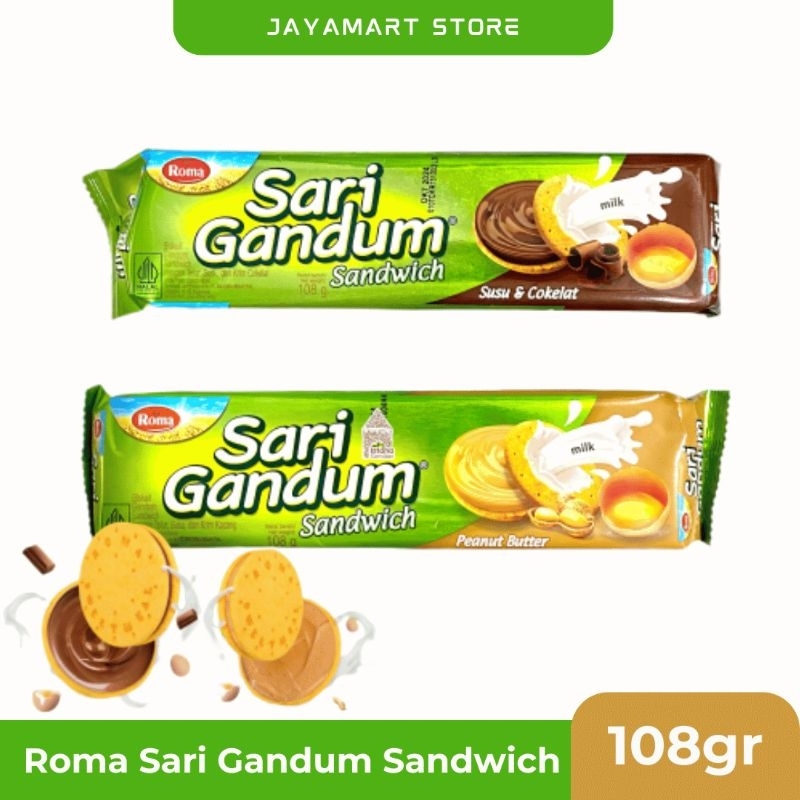 Jual Roma Sari Gandum Sandwich Coklat/Kacang ( 108g ) - MM013 | Shopee ...