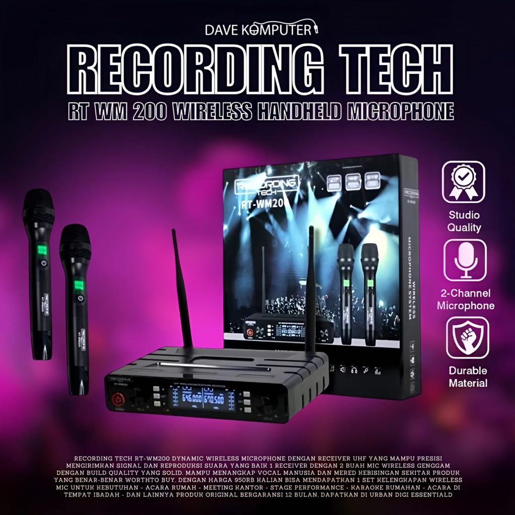 Jual Recording Tech RT WM200 / WM-200 / WM 200 Wireless Handheld ...