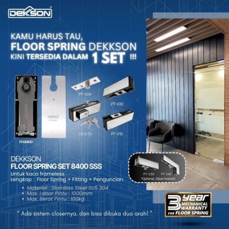 Jual Floor hinge 8400 Dekson + komplit patch fitting dekson original ...