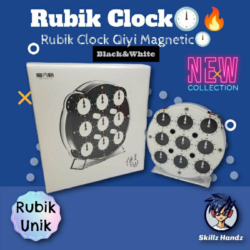 Jual Rubik Clock Qiyi Magnetic (Black&White) Rubik Unik Rubik Jam ...