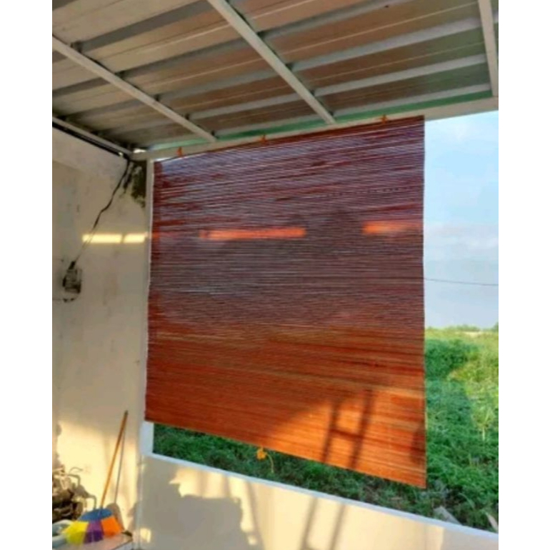 Jual (Murah)Tirai Bambu sawit 2x2Meter plitur & vernis Tirai kerai sawit bambu (plus tali ...