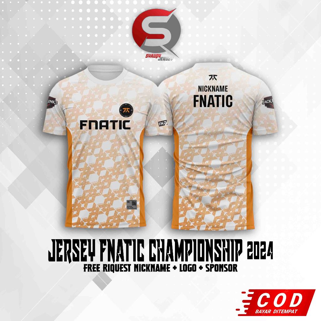 Jual Jersey Kaos Baju FNATIC Championship 2024 New ( free custom nickname ) | Shopee Indonesia