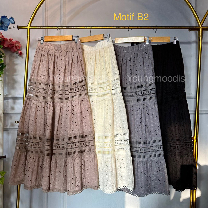 Jual youngmoodis maxi skirt rok panjang katun bordir katbol lace ...