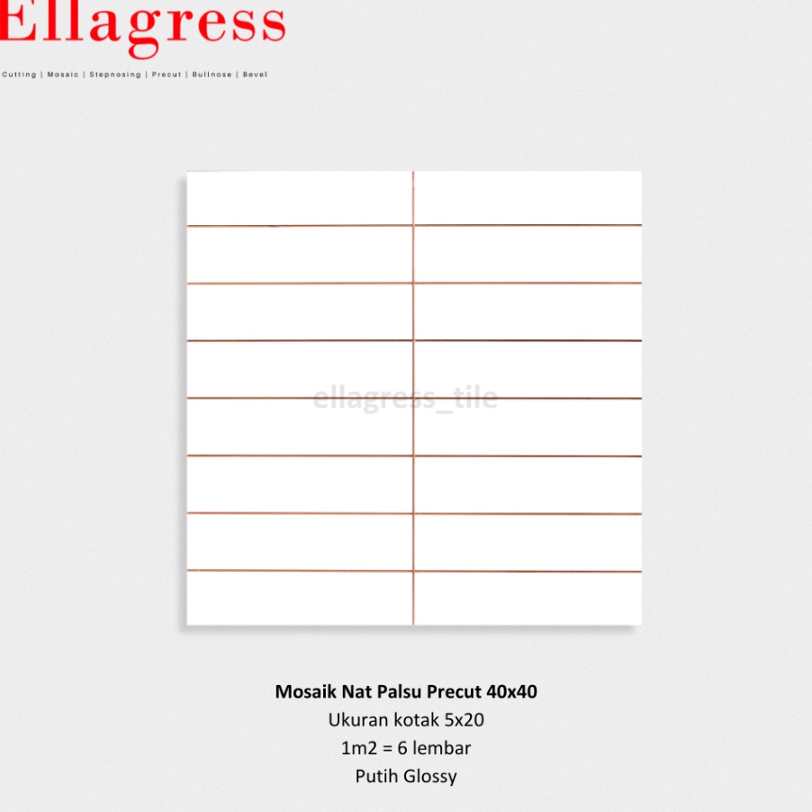 Jual FG2 Ellagress Mosaik Precut Nat Palsu Keramik 4x4 Lantai Dinding ...