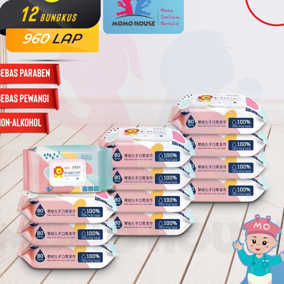 Jual DISCOUNT 12 packs MOMO HOUSE Tissue Basah Baby Wipes Tisu Basah ...