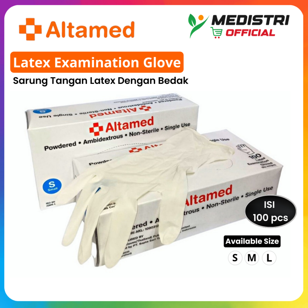 Jual Altamed Latex Powdered Examination Glove | Sarung Tangan Handscoon Karet 100 pcs | Shopee ...