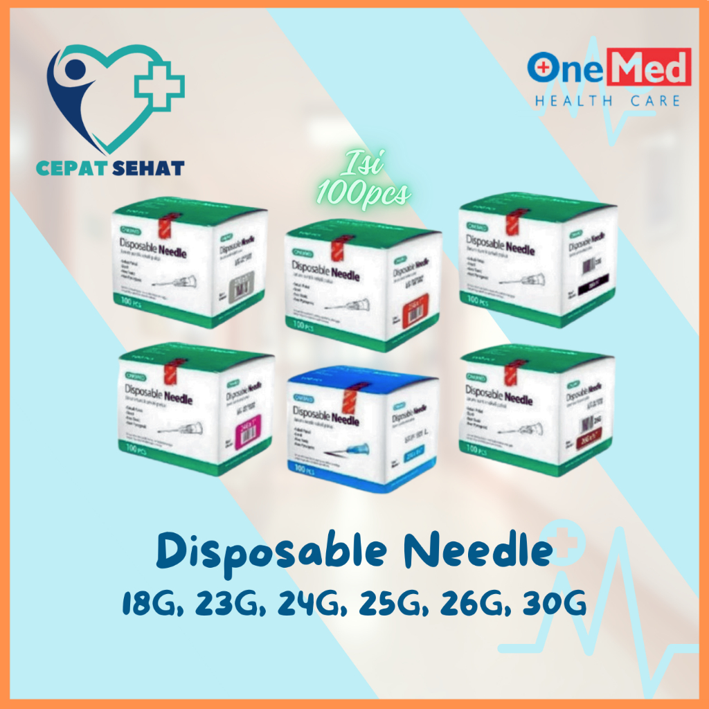 Jual Needle onemed no 18 23 24 25 26 30 Jarum suntik onemed perbox isi ...