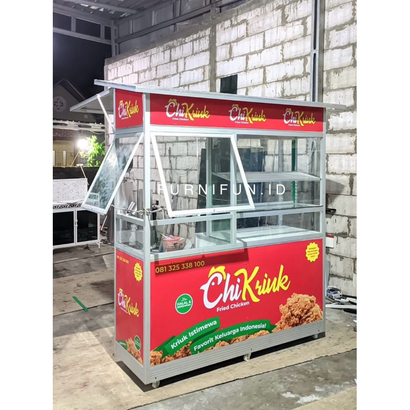 Jual Gerobak Fried Chicken / Gerobak Geprek / Booth Jualan / Gerobak ...