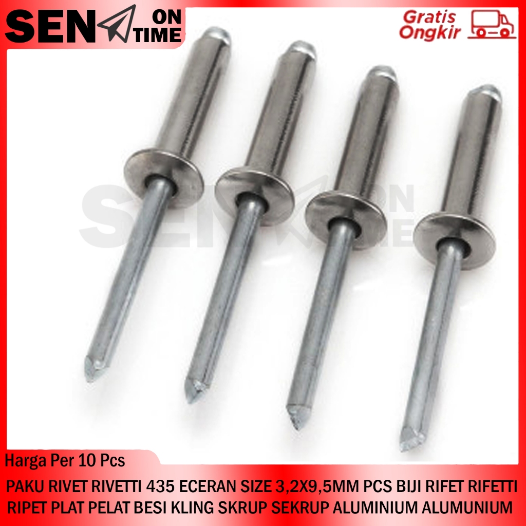 Jual Rivetti Paku Rivet 435 Size 3,2x9,5 Mm Isi 10 Pcs Penyambung ...