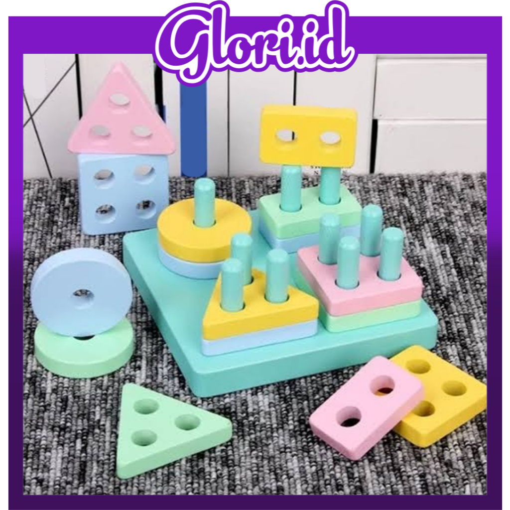 Jual GLORI.ID Puzzle Geometri Mainan Edukasi Anak Papan Susun Sortir ...
