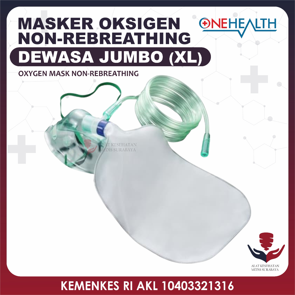 Jual OneHealth Oxygen Mask Non Rebreathing Dewasa Jumbo Masker Oksigen ...