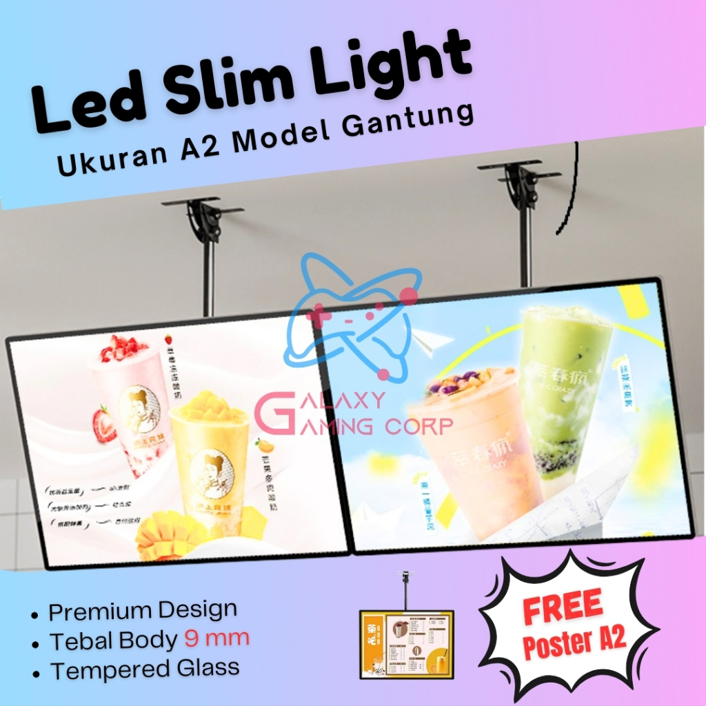 Jual Slim Light Box LED Frame Advertising Neon Box Menu Cafe Gantung A2 ...
