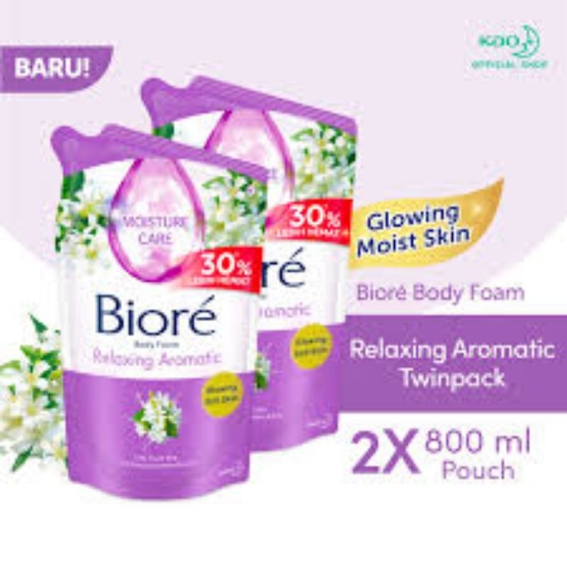 Jual BIORE BODY FOAM RELAXING AROMATIC Twinpack ISI 2 PCS (2X800 ML) | Shopee Indonesia