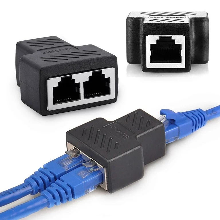 Jual RJ45 Female To Female 1 To 2 Shielded LAN Extension Adaptor ...