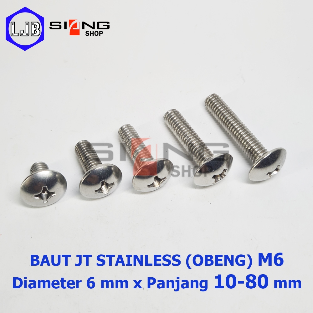 Jual Baut JT Stainless M6 panjang 10 sd 80mm | Shopee Indonesia