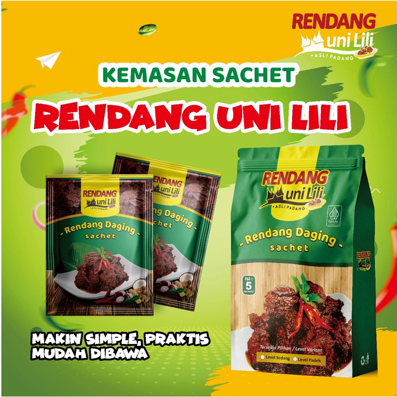 Jual RENDANG DAGING SACHET MINI SIZE 100gr ASLI PADANG UNI LILI - UMROH TRAVEL PACK MD BPOM ...