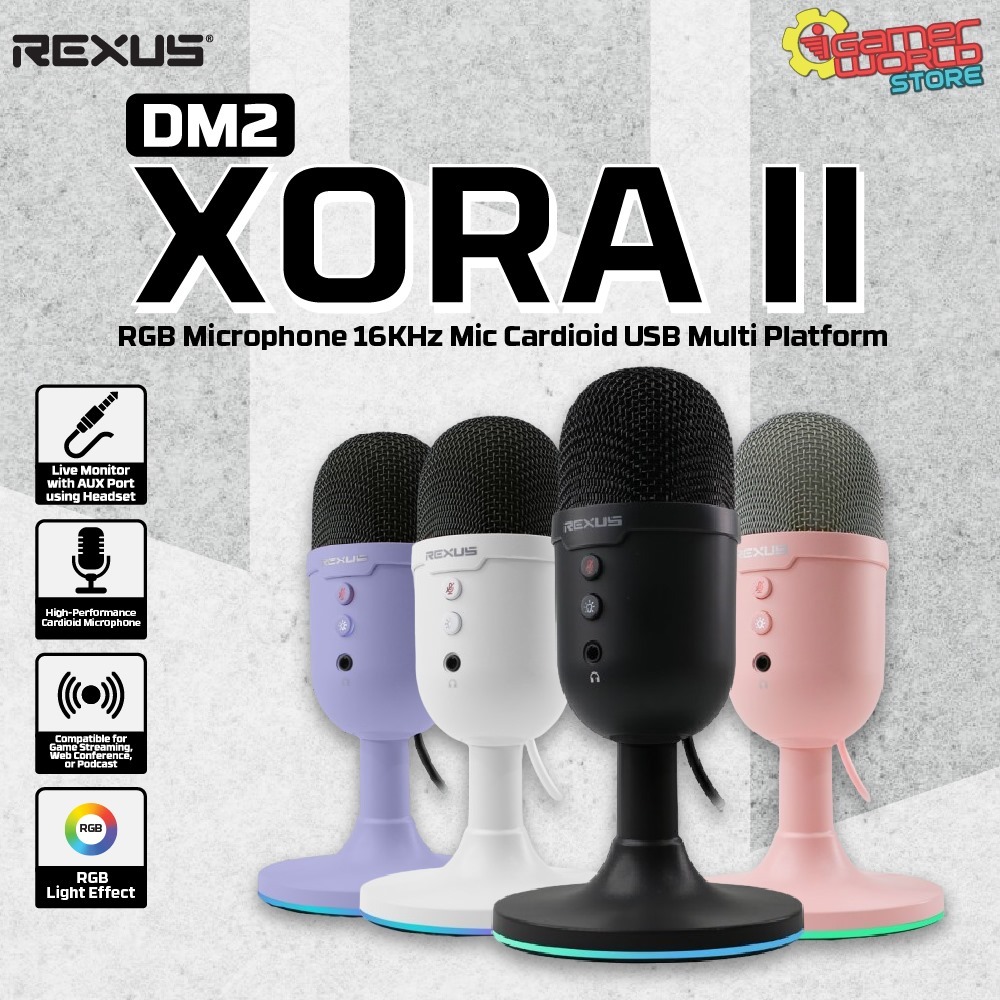 Jual Rexus XORA 2 Microphone Condenser RGB Light Effect | Shopee Indonesia