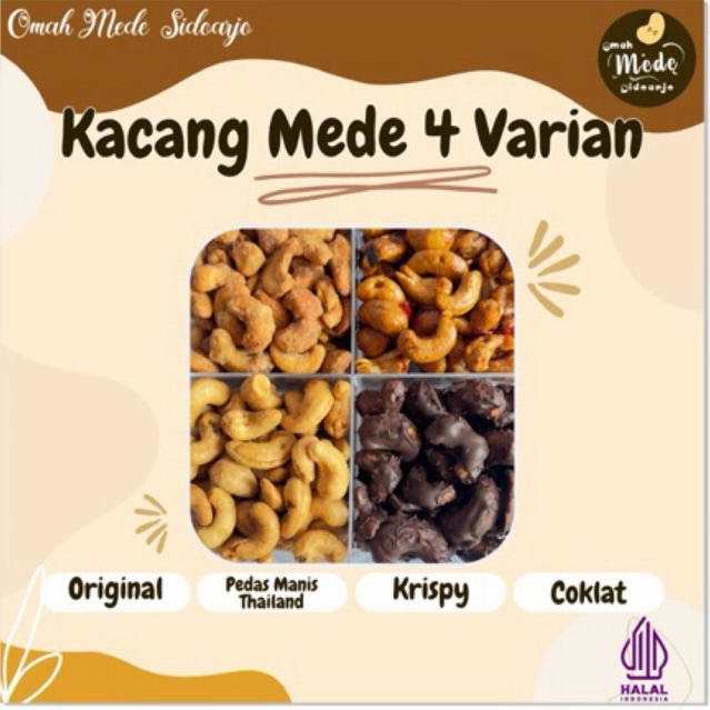 Jual kacang mede mete varian 4 rasa original pedas manis manis coklat ...
