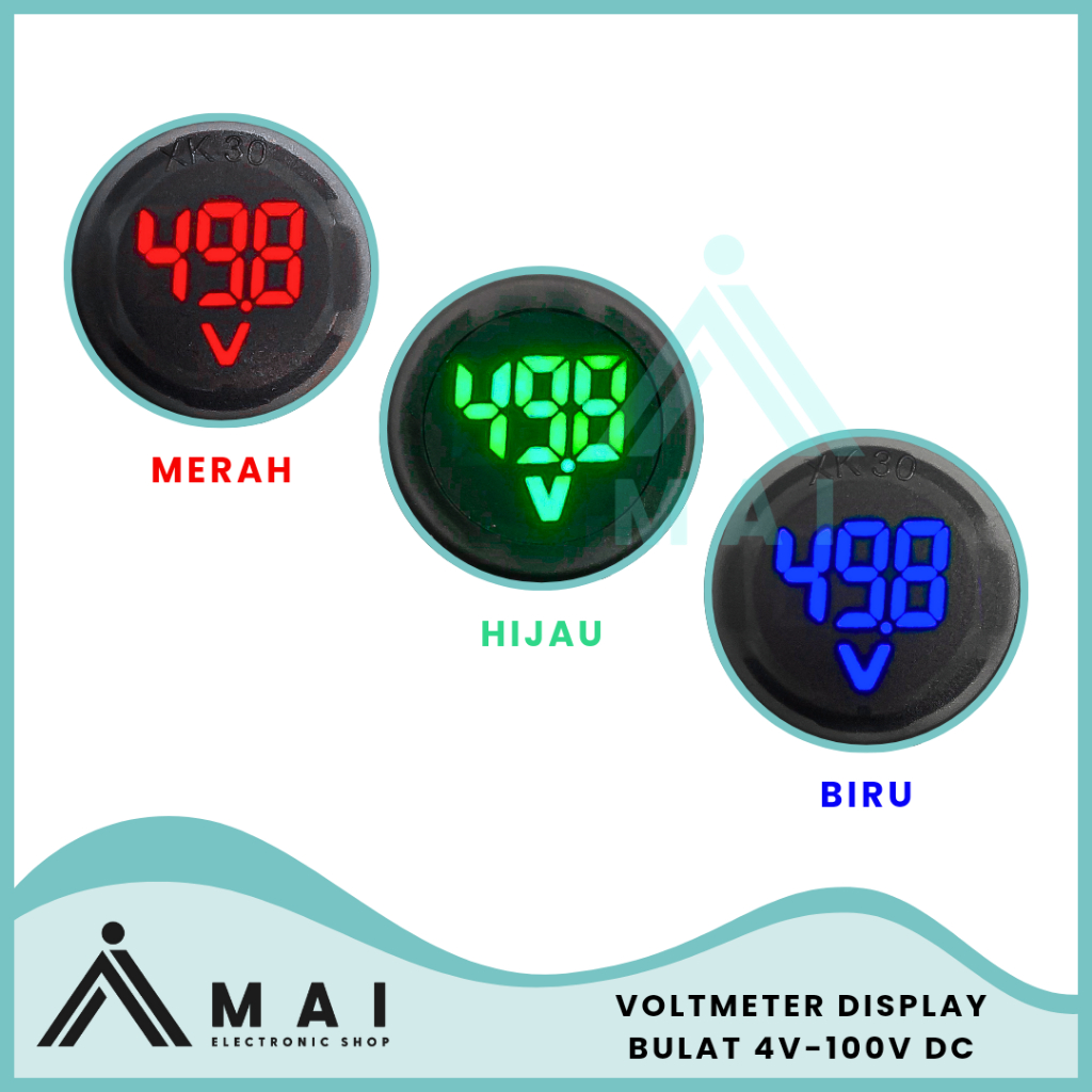 Jual Digital Voltmeter DC Display Bulat 3 Digit LED 4-100V DC | Shopee ...