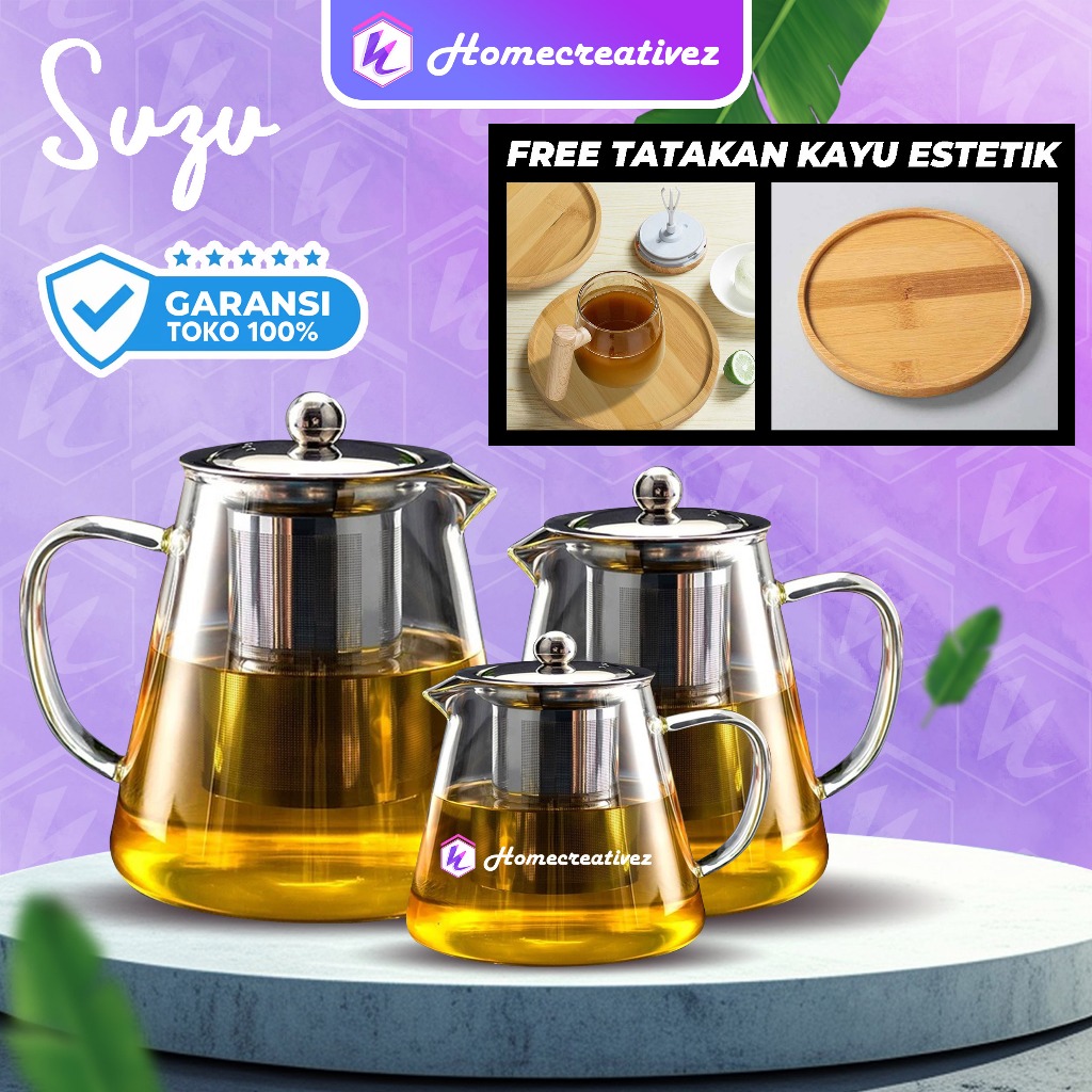 Jual (PROMO) Teko Kaca Teh Pitcher Borosilikat dengan Saringan Tahan ...