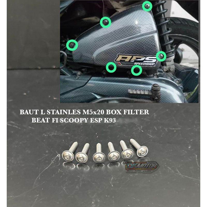 Jual Baut L Stainles Box Filter Udara Honda Beat Fi Scoopy Esp K93 6Pcs ...