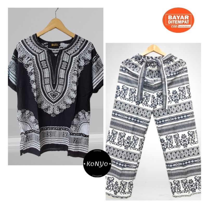 Jual setcel - Setelan etnik kaos dashiki+celana kulot asmat pria dan ...