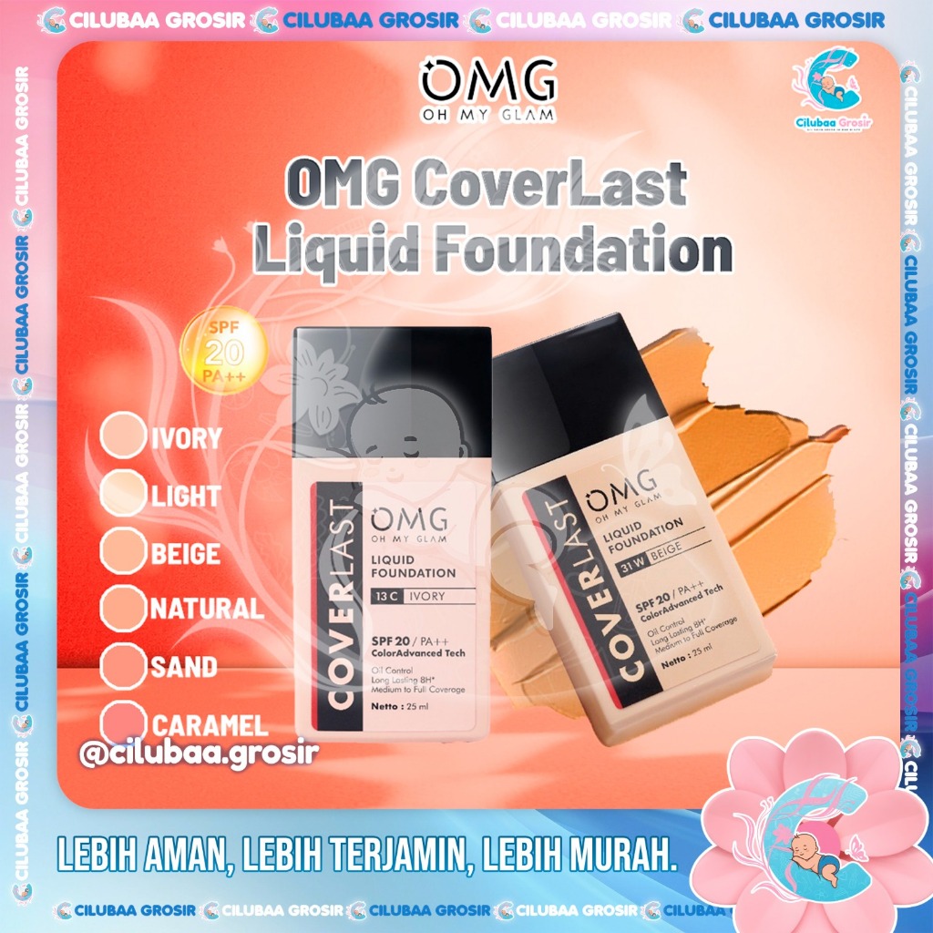Jual OMG CoverLast Liquid Foundation || Oh My Glam || SPF 20 PA++ Oil ...