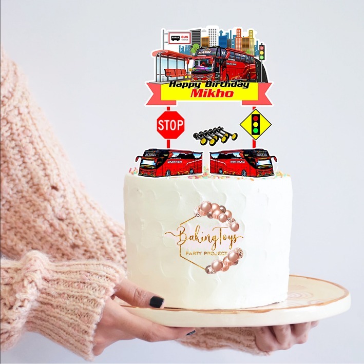 Jual Bus Merah Angkutan Topper Cake Topper Cake Birthday / Hiasan Kue ...