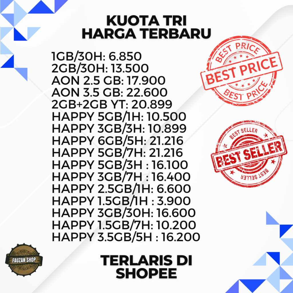 Jual kuota tri promo - paket data tri promo nasional | Shopee Indonesia