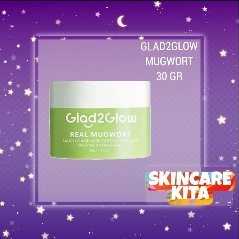 Jual Glad2Glow Real Mugwort Salicylic Acid Acne Control Clay Mask 30 Gr ...