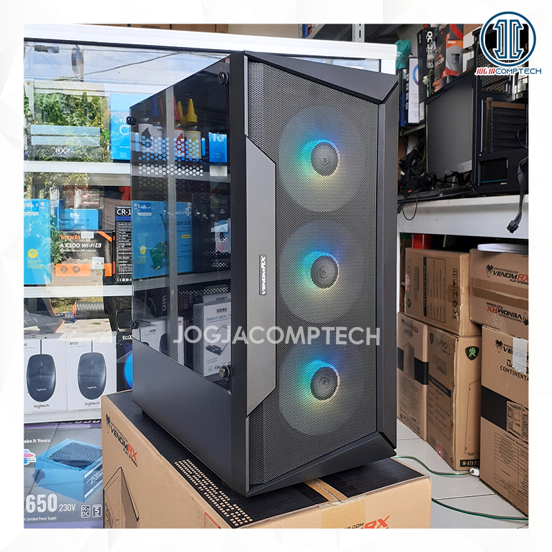 Jual Case PC Gaming Venomrx Rockstar ATX 3 Fan RGB Casing Gaming ...