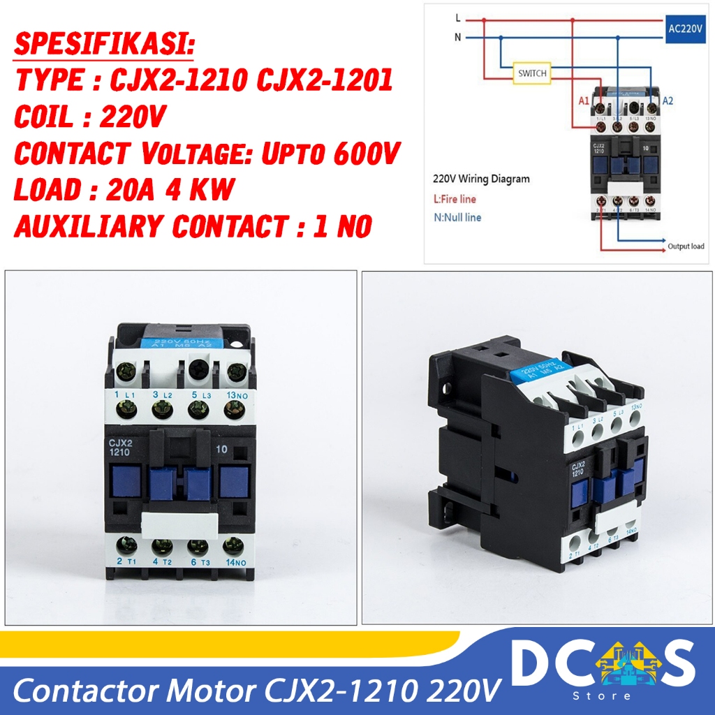 Jual Contactor Kontaktor Motor CJX2-1210 Coil 220V LC1D 1NO upto 660V 20A | Shopee Indonesia