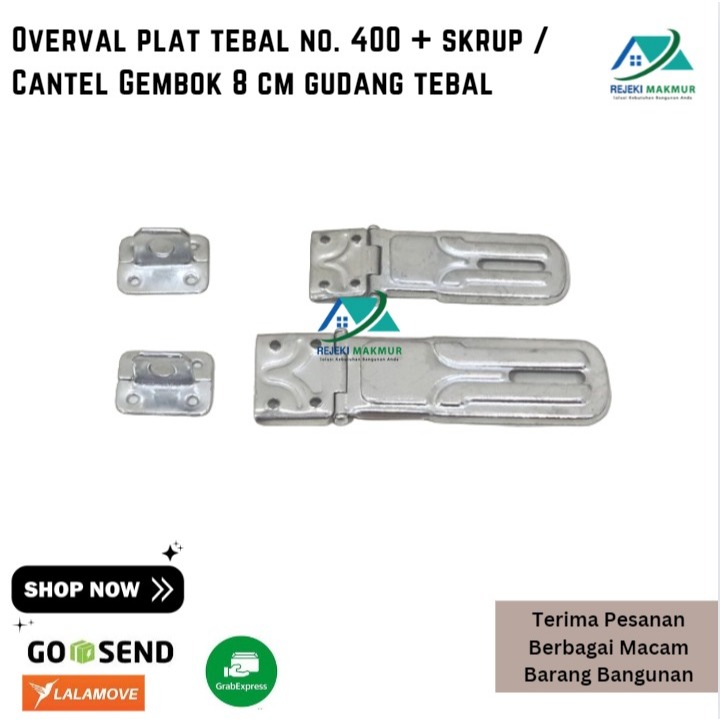 Jual Overval plat tebal no. 400 + skrup / Cantel Gembok 8 cm gudang ...