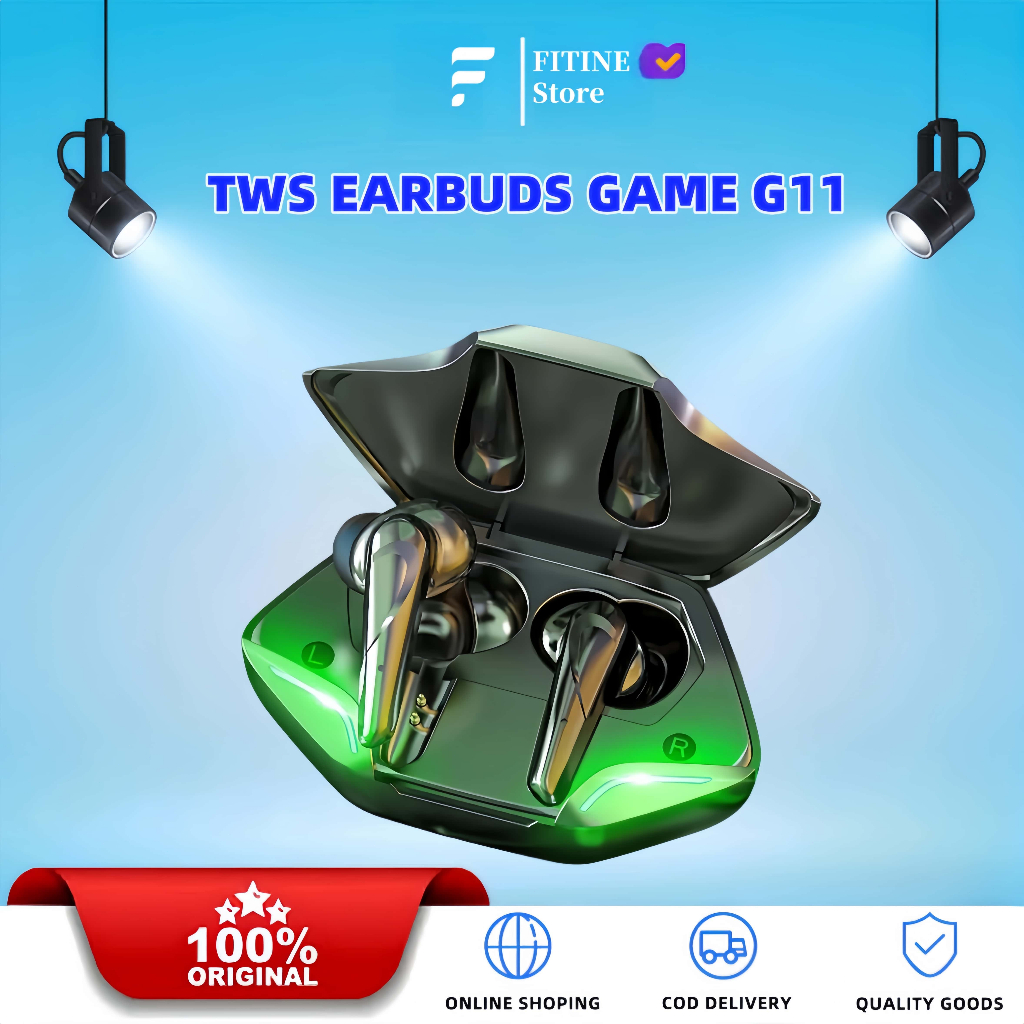 Jual FITINE TWS-G11 Gaming Bluetooth Headset Bluetooth v5.3 Cool LED ...