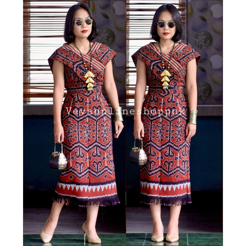 Jual DRESS ETNIK TENUN MODEL TRADISIONAL MOTIF KHAS DAYAK KALIMANTAN ...