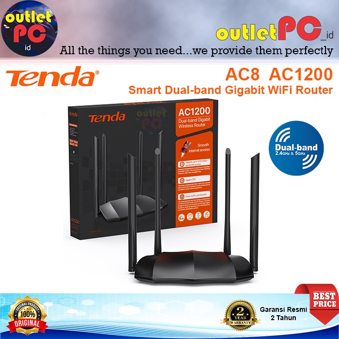 Jual Tenda Wireless Router AC8 WiFi Smart Dual Band Gigabit AC1200 Repeater AP Wi-Fi | Shopee ...