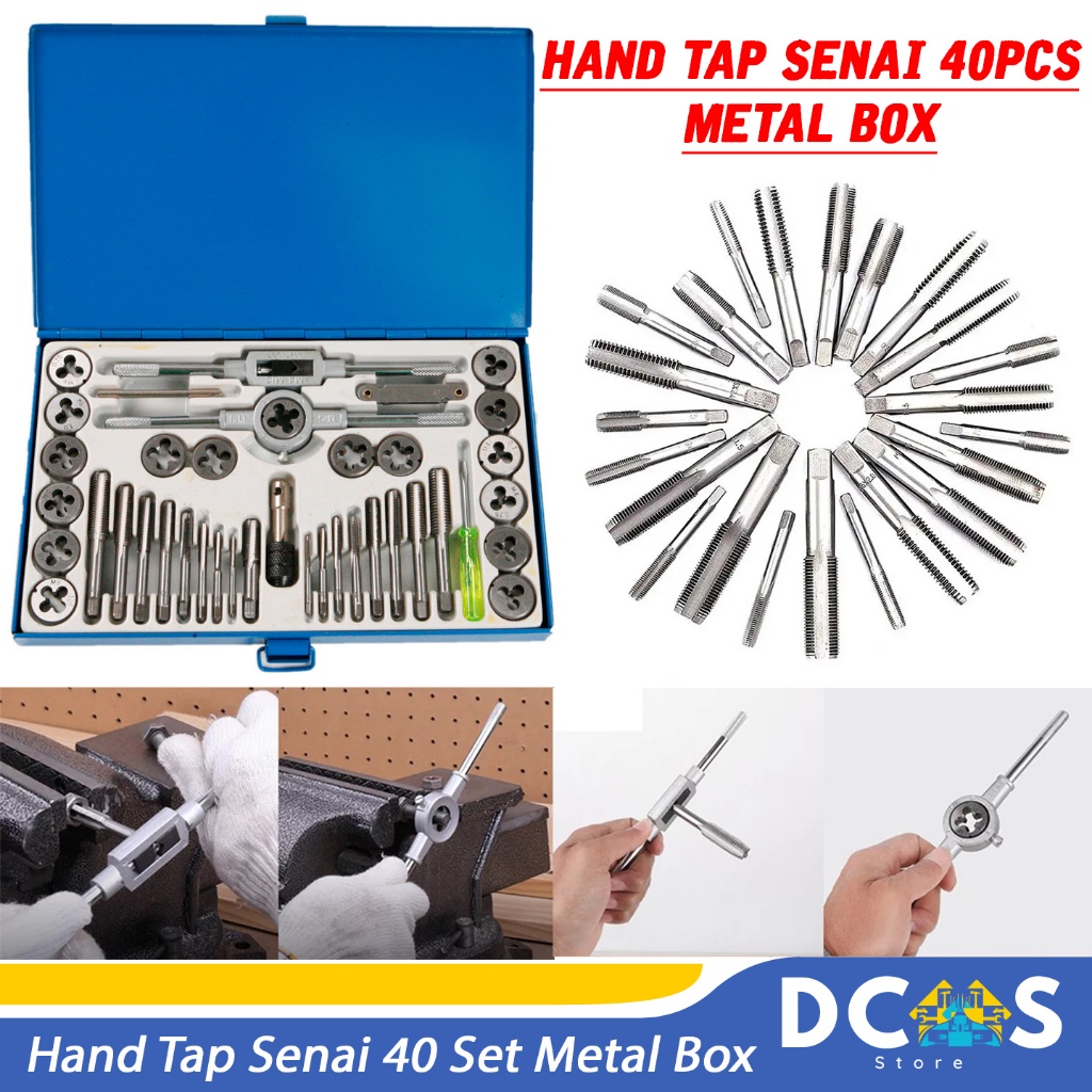 Jual Hand Tap Senai 40 Set Metal Box Handtap Die Set 40 Pcs Alat Snai ...