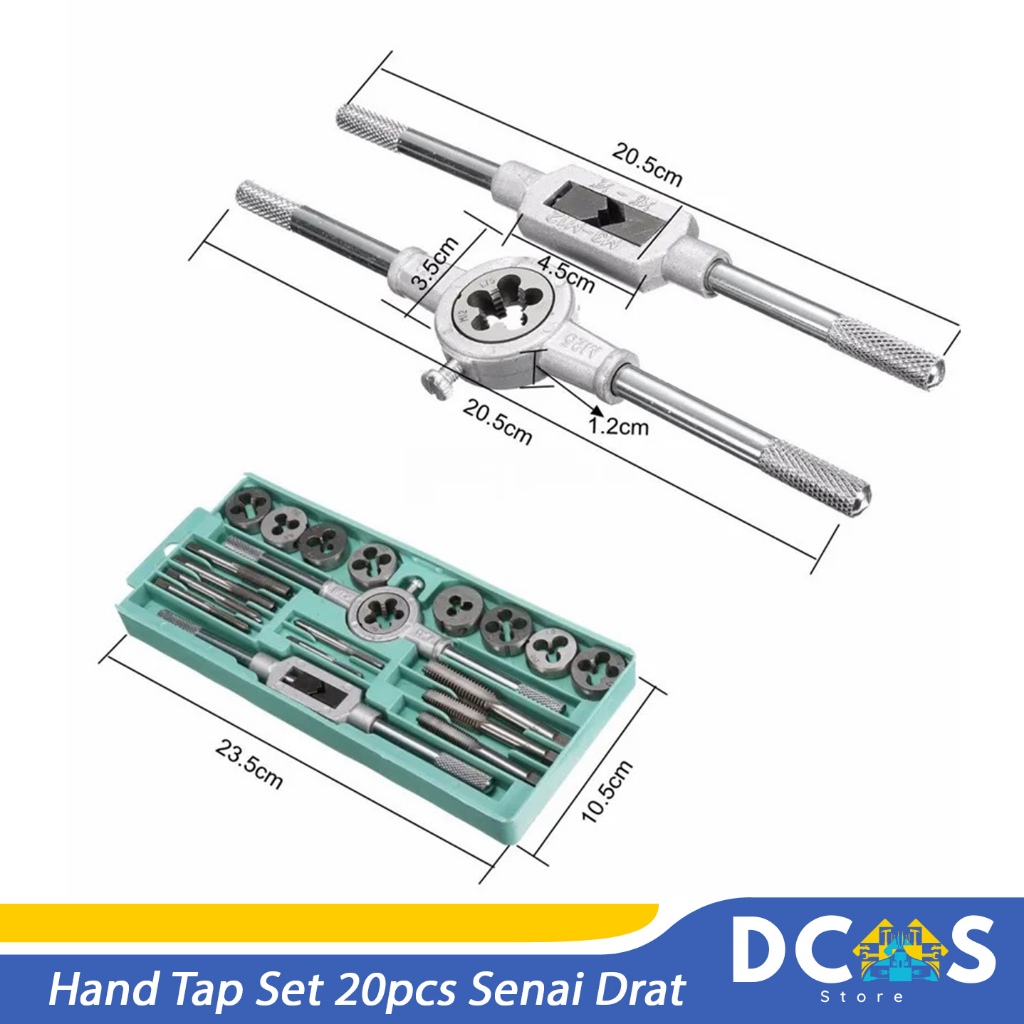 Jual Hand Tap Set 20Pcs Senai Snai Tapping Die Alat Pembuat Drat Luar ...