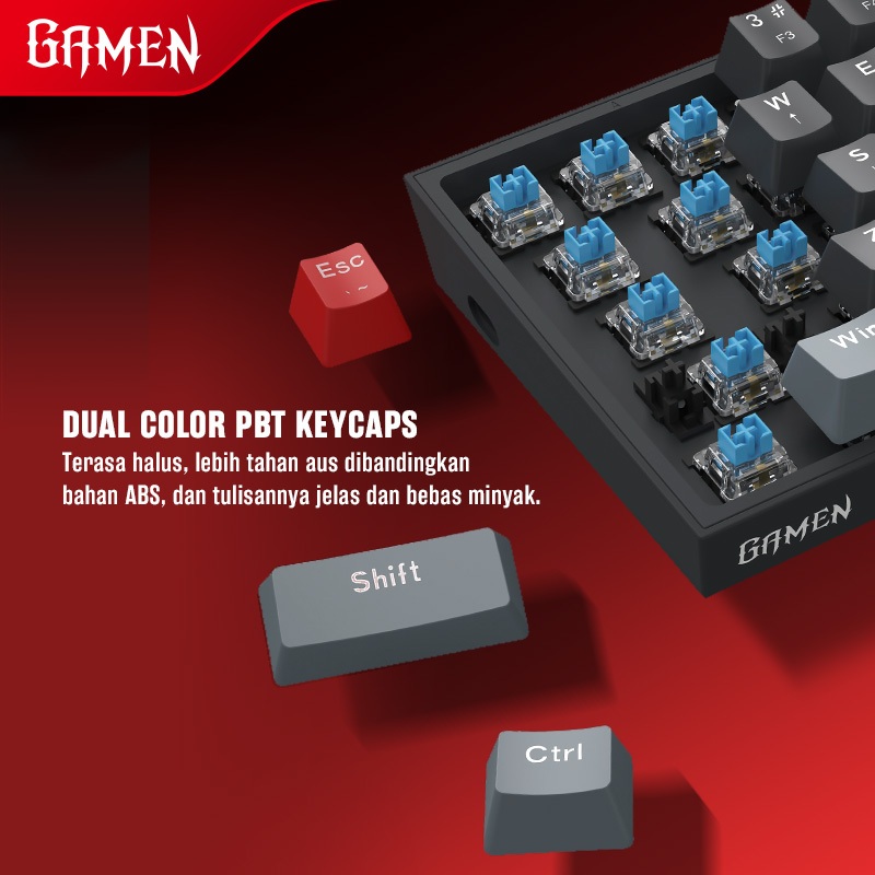 Jual GAMEN Titan 5 Keyboard Gaming Mechanical 60% Layout Hot-Swappable ...