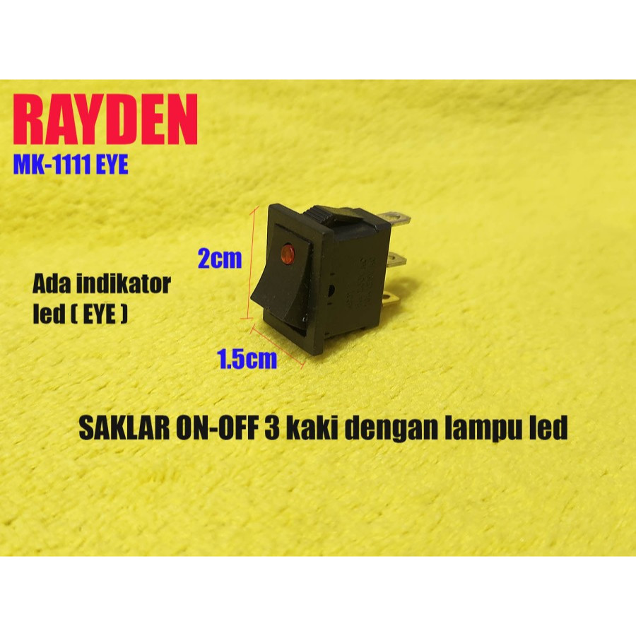 Jual RAYDEN Saklar Power Switch ON OFF with lampu led Rocker Gepeng 3 ...