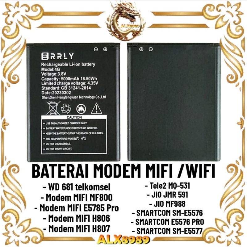 Jual BATERAI MODEM 4G WIFI MIFI 5000mah Modem Mifi- WD 681 telkomsel ...