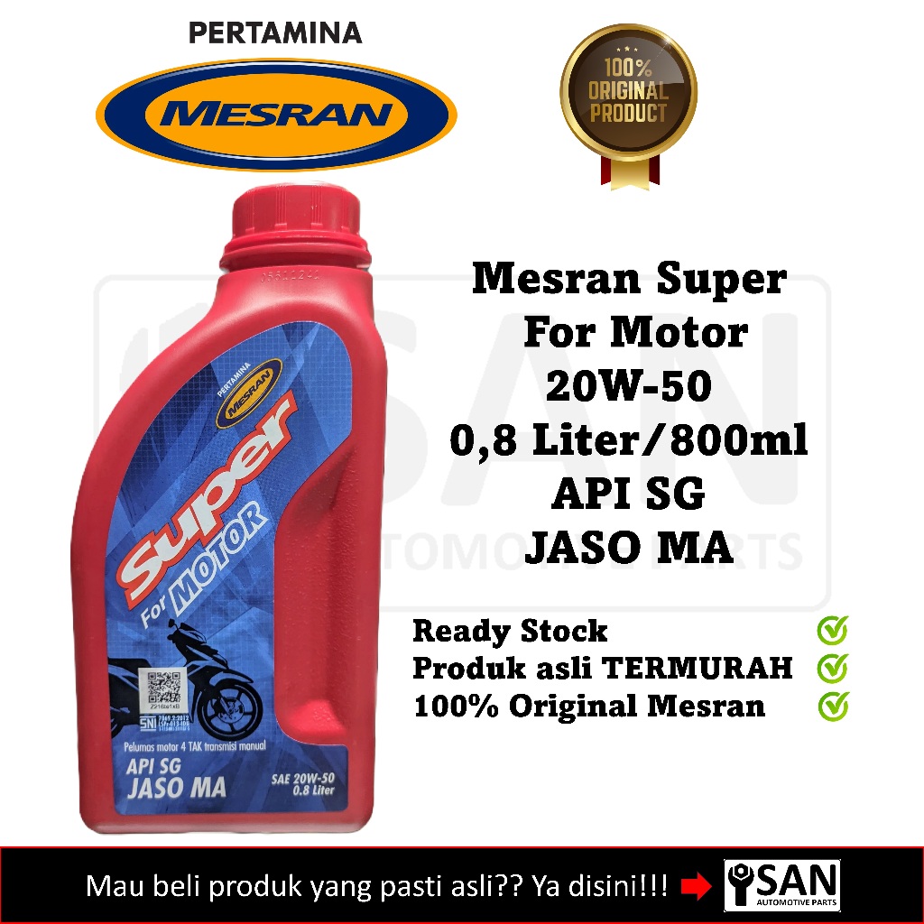 Jual Mesran Super Motor 20W-50 0,8L (100% Original Pertamina Mesran ...