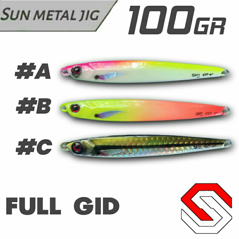 Jual metal jig 100gram/100gr/100g/metal jig full gid/metal jig foil gid/metal jig para long/copy ...