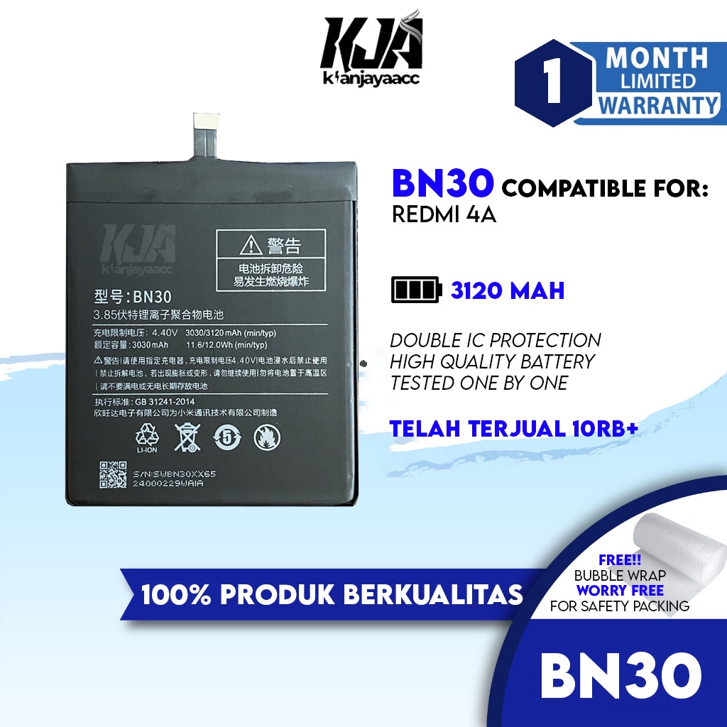 Jual Baterai Redmi 4a BN30 Original OEM Battery Batre Batrai Battery Handphone Hp BN 30 Ori ...