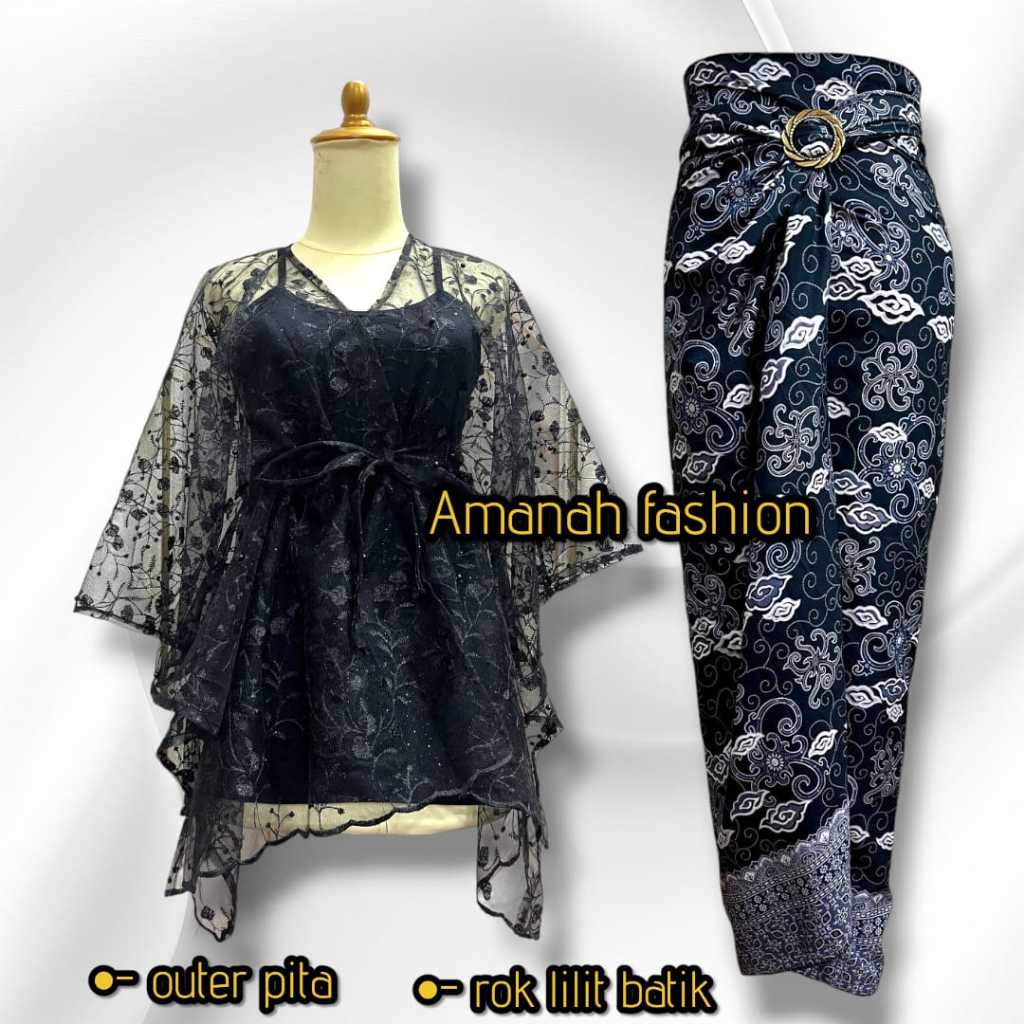 Jual Outfit Atasan Fashion Satu Set Outer brokat cape Brokat Crop ...