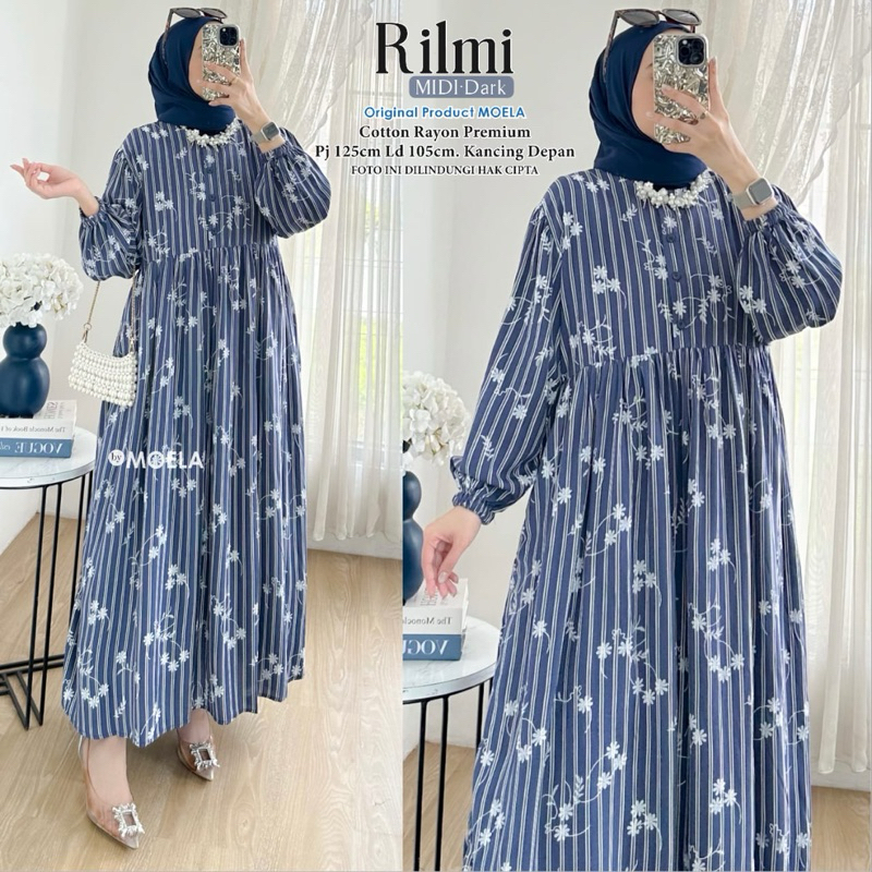 Jual MOELA - (MOTIF) RILMI GARIN MIDI DRESS MOELA HIJAB BERLABEL DAN ...