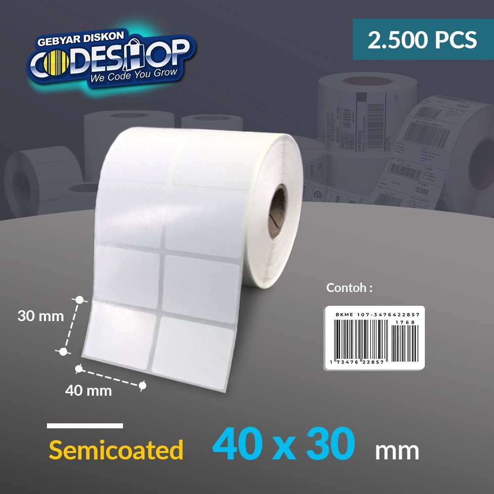 Jual Codeshop Label Semicoated 40x30 / 40 x 30 mm 2 Line Stiker Harga ...