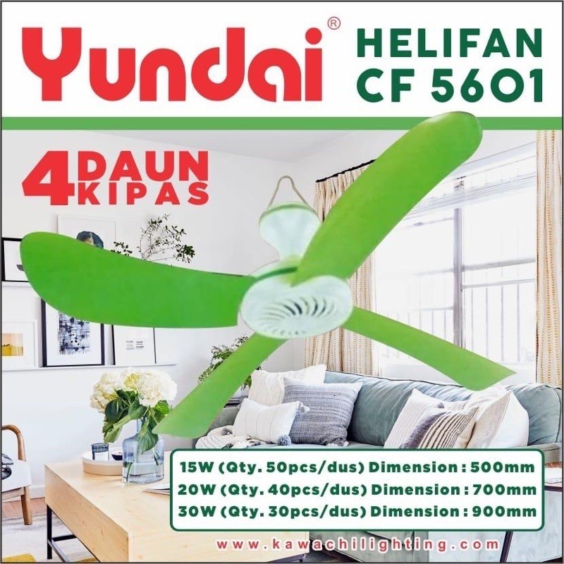 Jual Kipas Angin Gantung Helifan Yundai Type CF-5601 4&7 Watt Plafon ...